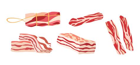 Thin Bacon Strips Fat Slices Of Pork Meat Vector Image