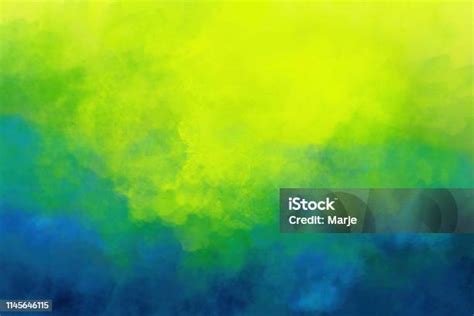 수채화 배경 브러시 스트로크추상 생생한 색상 노란색 녹색 청록 블루 파란색에 대한 스톡 사진 및 기타 이미지 파란색 녹색 질감 Istock