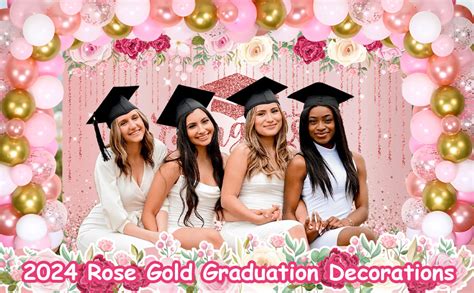 Rose Gold Graduation Decorations 2025 Floral Graduation