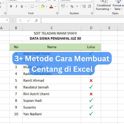3 Metode Cara Membuat Centang Di Excel Update 2025