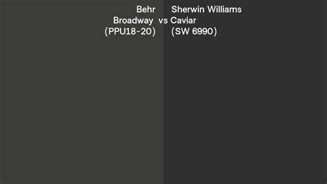Behr Broadway Ppu18 20 Vs Sherwin Williams Caviar Sw 6990 Side By