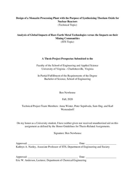 Fillable Online Design Of A Monazite Processing Plant With The Purpose