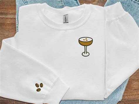Espresso Martini Embroidered Sweatshirt Cocktail Lover Crewneck Etsy