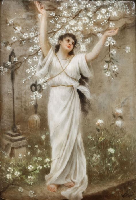 Миниатюра фарфоровая «Девушка в цветущем саду Старинный фарфор Rus