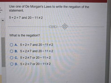 Use One Of De Morgans Laws To Write The Studyx