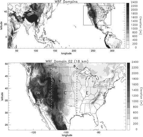 Top The WRF Configuration Includes Two Nested Domains The Outer