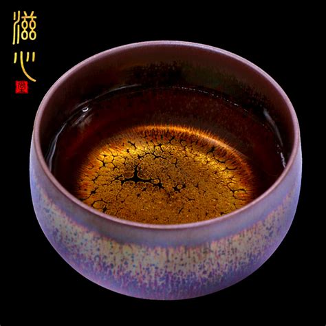 滋心堂名家郑勇紫意建盏茶杯彩金禅定品茗杯名家兔毫茶盏主人杯 虎窝淘