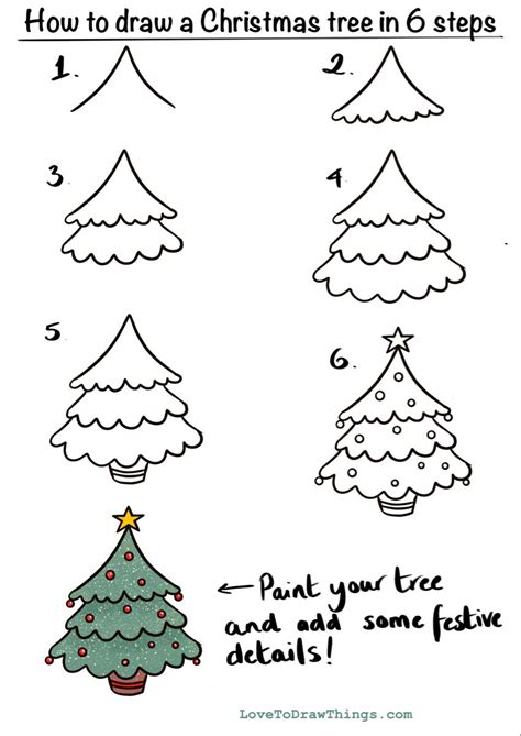 How To Draw A Christmas Tree Printable With Step By S Vrogue Co
