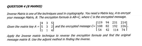 solved question 4 8 marks inverse matrix is one of the
