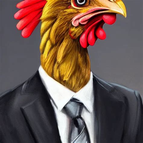 A Closeup Portrait Of An Antropomorphic Chicken Stable Diffusion