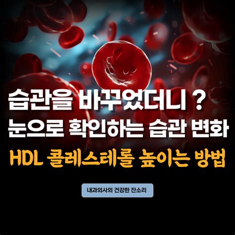 습관을 바꾸었더니 혈액 검사 Hdl 콜레스테롤 눈으로 보는 습관의 변화 네이버 블로그