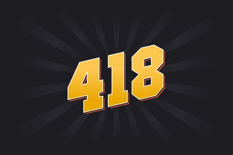 Number 418 vector font alphabet. Yellow 418 number with black ...