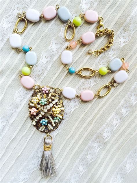 Vintage Assemblage Necklace Spring Necklace Vintage Floral Etsy