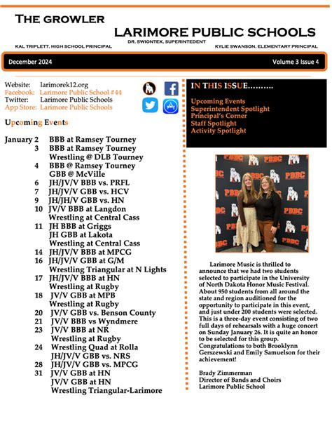 The Growler December Larimore Public School District