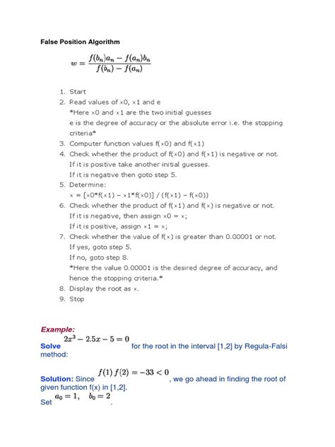 False Position Algorithm Pdf Computational Science Computer