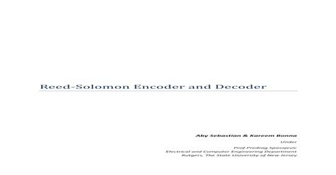 Download Pdf Reed Solomon Encoder And Decoder