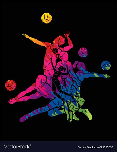 Volleyball Sport Action Cartoon Graphic Royalty Free Vector