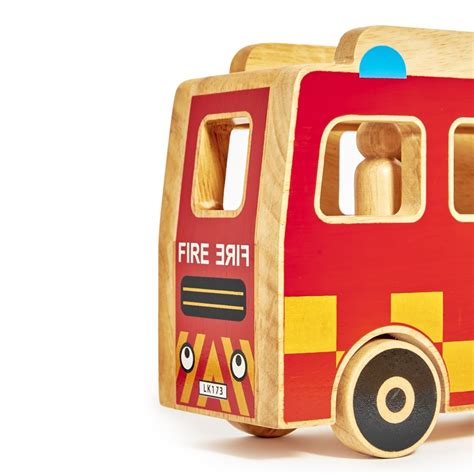 Wooden Fire Engine Playset Fair Trade And Sustainable At One World Shop