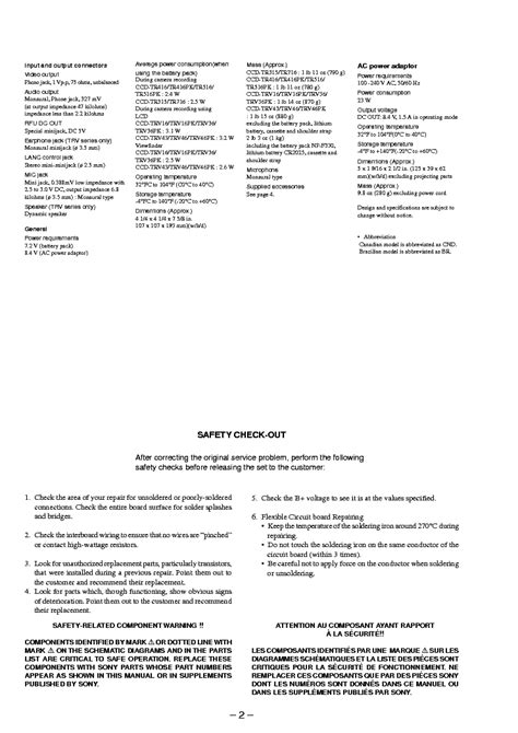 Sony Ccd Tr315 Tr416 Tr516 Tr716 Trv16 Trv36 Trv43 Trv46 Sm Ver1 4 Service Manual Download