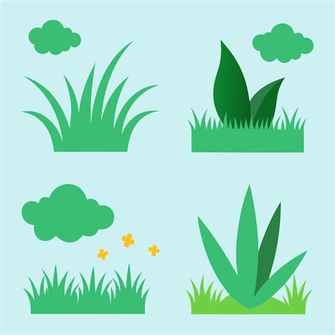Premium Vector Green Grass Set In Flat Design