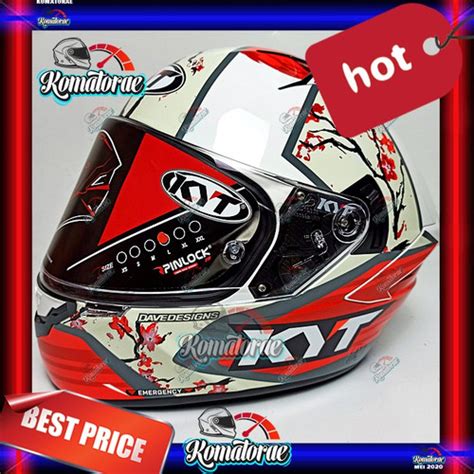 Jual HELM KYT NF R XAVI SAKURA WHITE RED DOUBLE VISOR FULL FACE