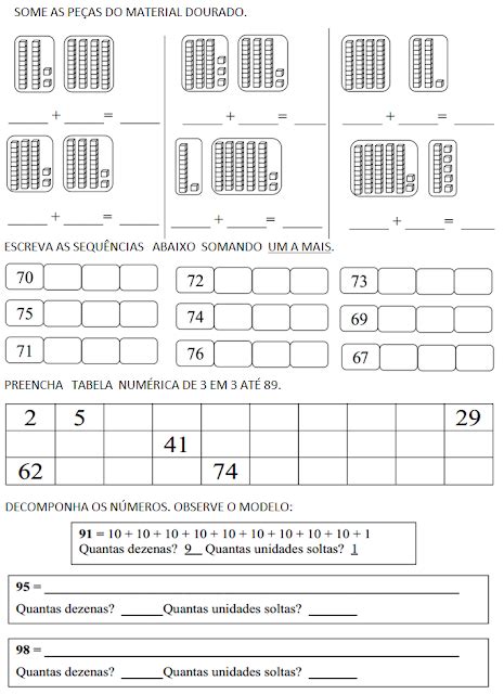 Atividade Material Dourado ~ Atividades Da Educação