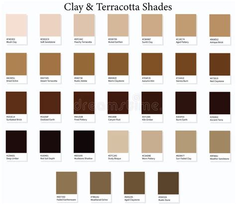 Color Swatches 32 Clay And Terracotta Shades 3d Light Faded Browns To