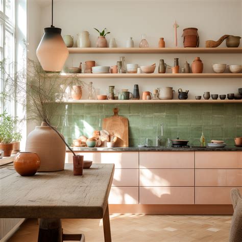 Organized Kitchen Shelves With Various Pots And Pans