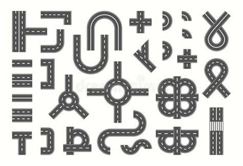 Street Road Creation Elements Highway Top View Circle And Curve Roadway Parts Automobile