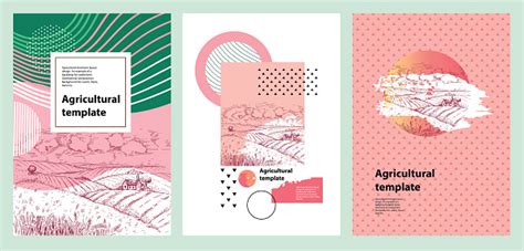 농업 브로셔 레이아웃 디자인입니다 기하학적 인 조성 물 커버 전단지 배너 배경 시골 풍경 개념에 대한 스톡 벡터 아트 및 기타 이미지 Istock