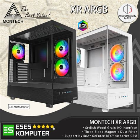Promo Case Montech Xr Argb Black White Atx Mid Tower Pc Gaming Case