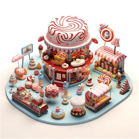 Premium Ai Image Creative 3d Of Sweets Market Showcasing A Delightful