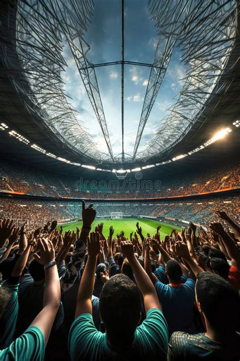 A Large Crowd Of People At A Soccer Stadium Football Game Stock Illustration Illustration Of