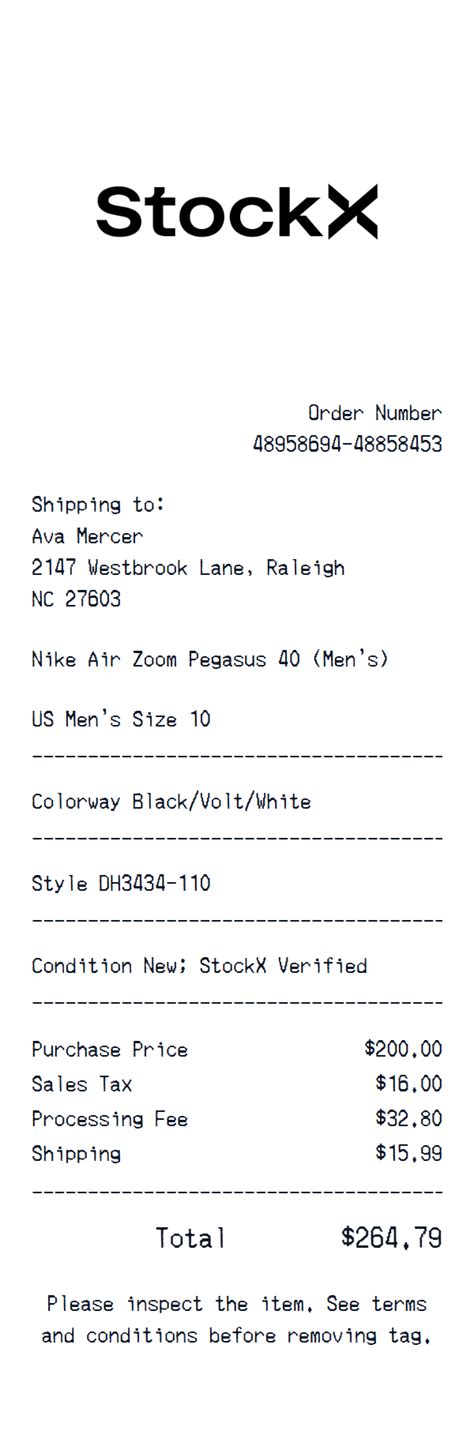 Stockx Receipt Generator — Create Free Stockx Receipts Online Receipt