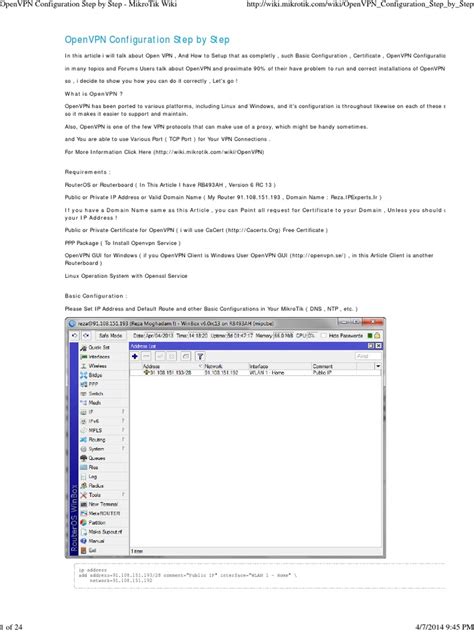 Openvpn Configuration Step By Step Mikrotik Wiki Pdf Public Key Certificate Networking