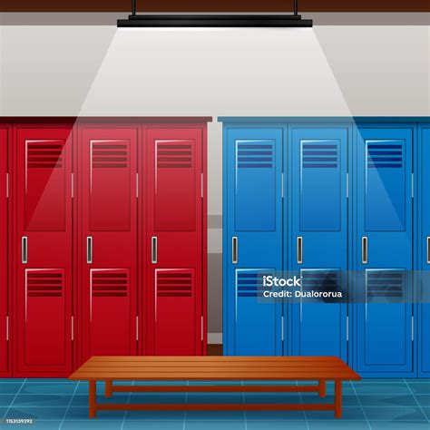Ruang Ganti Gym Atau Ruang Ganti Olahraga Sekolah Ilustrasi Stok