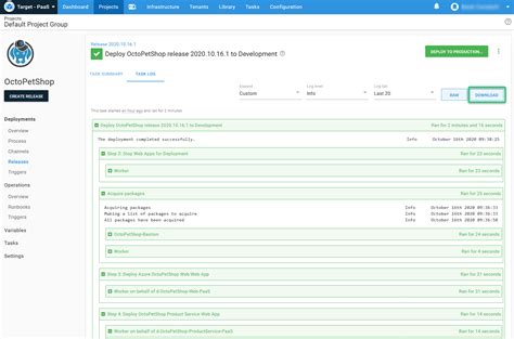 get the raw output from a task documentation and support