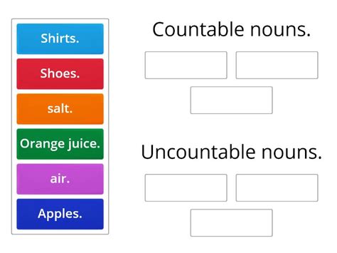 Classify The Items In Countable And Uncountable Group Sort