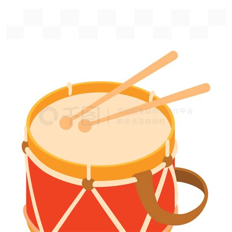 动画片免抠元素戏弄在白色背景传染媒介例证在动画片样式的鼓象隔绝的玩具鼓图标，卡通风格模板免费下载eps格式1500像素编号