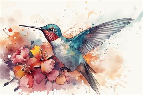 花朵上的蜂鸟插画图片下载 正版图片600030109 摄图网