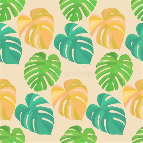 Seamless Pattern With Tropical Leaves Of Monstera Stock Vector