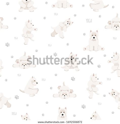 Yoga Dogs Poses Exercises Seamless Pattern Stock Vector Royalty Free