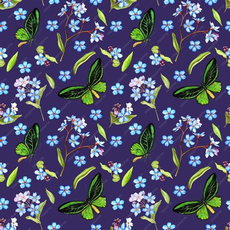 Premium Photo Seamless Pattern With Forgrt Mr Not Flowe And Butterflies