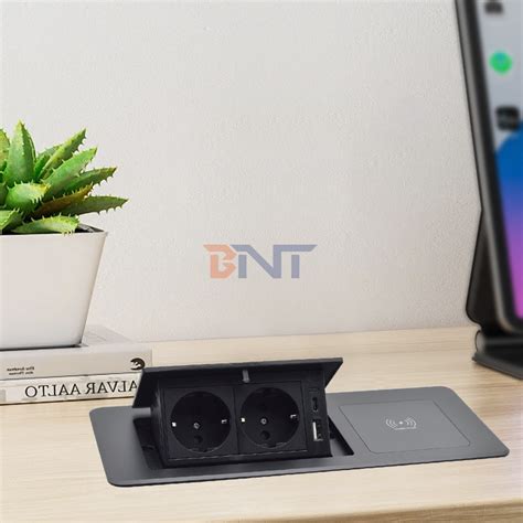 Desktop Table Hidden Charging Sockets Multi Connection Box Pop Up Power Socket With Wireless