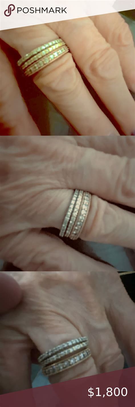 Diamond Triple Stack Princess Cut Engagement Rings Faux Diamonds