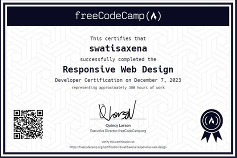 Swati Saxena On Linkedin Freecodecamp Webdesign Certification Gratitude