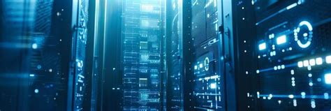 Premium Photo Datacenter Networking And Server Room Blue Light Digital Storage Modern