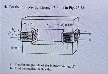 Answered For the iron core transformer k in Fig Fe So V H N₁ N
