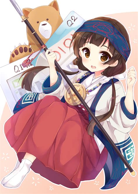 Safebooru 1girl Amayadori Machi Bear Black Hair Brown Eyes Claws Full