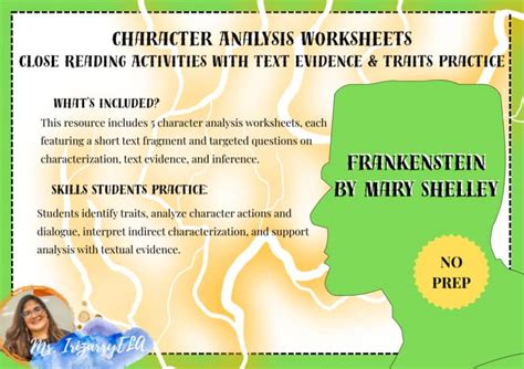 Frankenstein Character Analysis Worksheets — Quote Based Literary Analysis